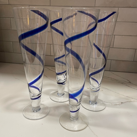 Pier 1 | Dining | Pier Swirline Cobalt Beer Glasses Set Of 4 | Poshmark